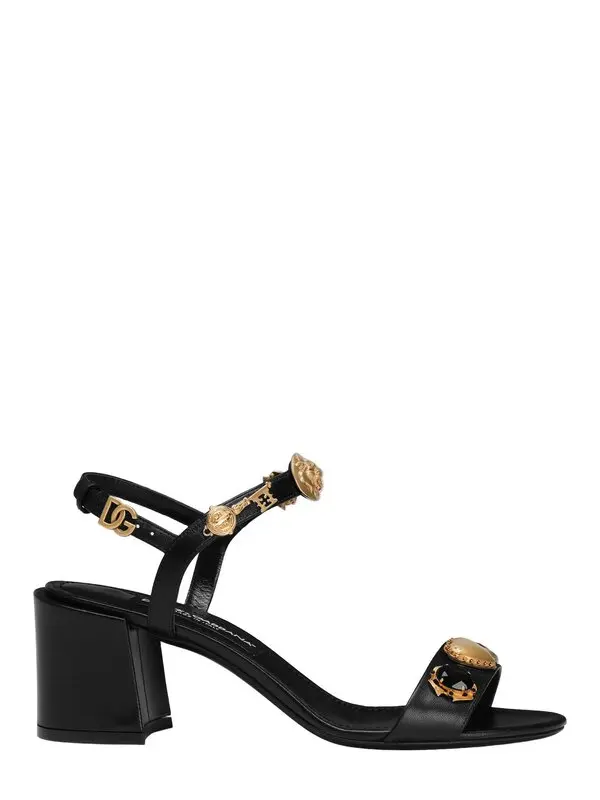 Dolce & Gabbana Keira Goatskin Sandals With Embroidery And Stones - Black