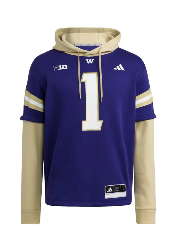 Adidas Washington Huskies Football Jersey Hoodie - Team College Purple / White / Team Sand