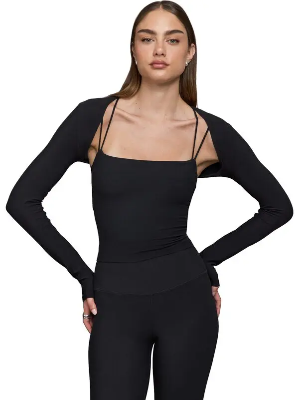 Carbon38 Long Sleeve Active Shrug - Black