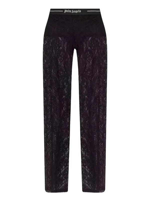 Palm Angels Floral Lace Trousers - Black