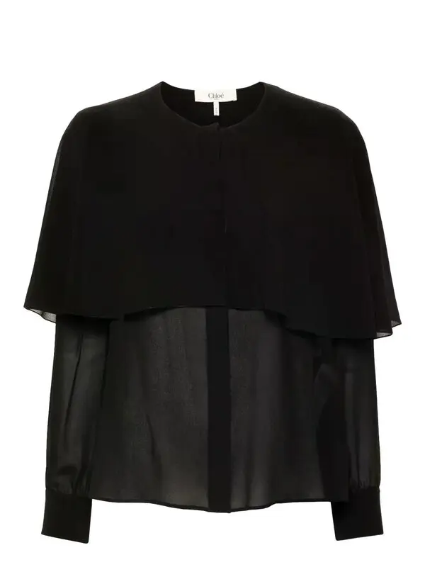 Chloé Cape-attachment Silk Shirt - Black
