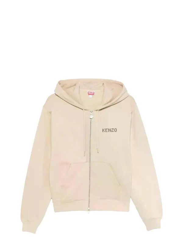 Kenzo Logo-detail Zip-up Hoodie - Neutrals