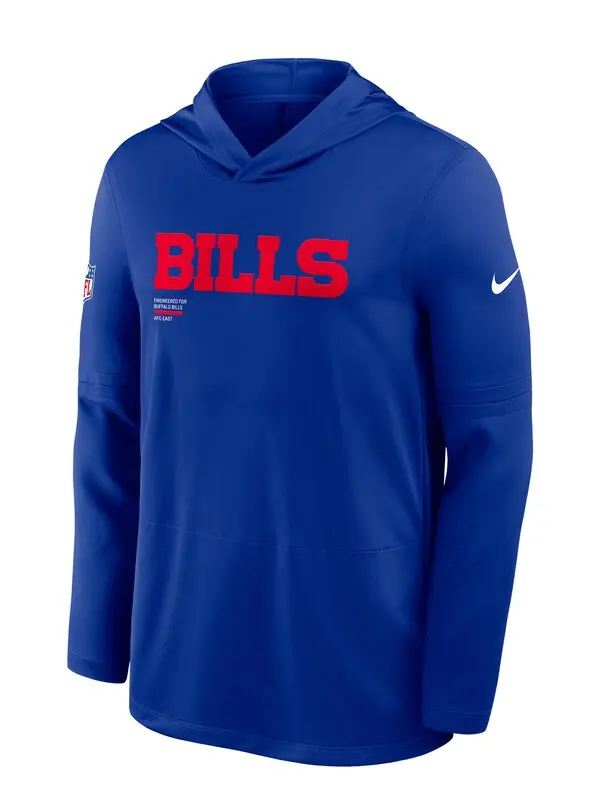 Nike Buffalo Bills Pure Fury Sideline Dri-fit Nfl Long-sleeve Hooded Top - Blue