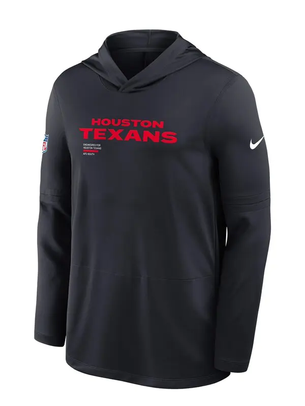 Nike Houston Texans Pure Fury Sideline Dri-fit Nfl Long-sleeve Hooded Top - Blue