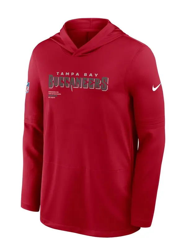 Nike Tampa Bay Buccaneers Pure Fury Sideline Dri-fit Nfl Long-sleeve Hooded Top - Red
