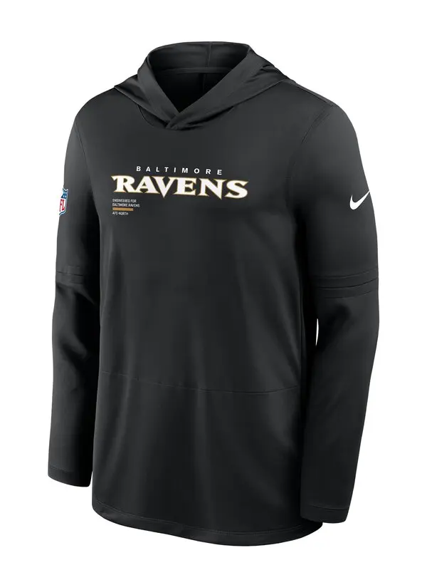 Nike Baltimore Ravens Pure Fury Sideline Dri-fit Nfl Long-sleeve Hooded Top - Black