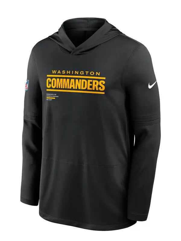 Nike Washington Commanders Pure Fury Sideline Dri-fit Nfl Long-sleeve Hooded Top - Black