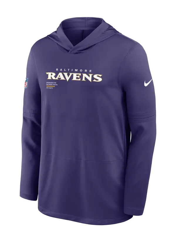 Nike Baltimore Ravens Pure Fury Sideline Dri-fit Nfl Long-sleeve Hooded Top - Purple