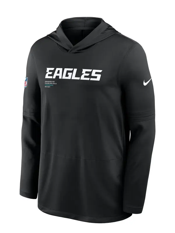 Nike Philadelphia Eagles Pure Fury Sideline Dri-fit Nfl Long-sleeve Hooded Top - Black