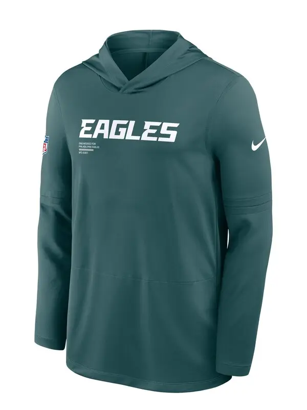 Nike Philadelphia Eagles Pure Fury Sideline Dri-fit Nfl Long-sleeve Hooded Top - Green