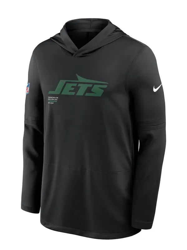 Nike New York Jets Pure Fury Sideline Dri-fit Nfl Long-sleeve Hooded Top - Black