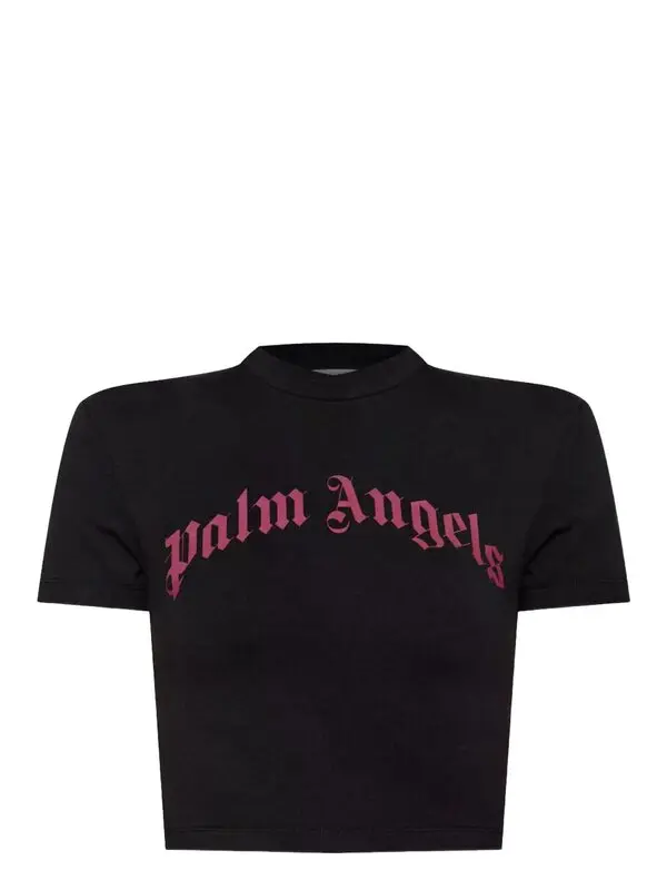 Palm Angels Logo-print Cropped T-shirt - Black