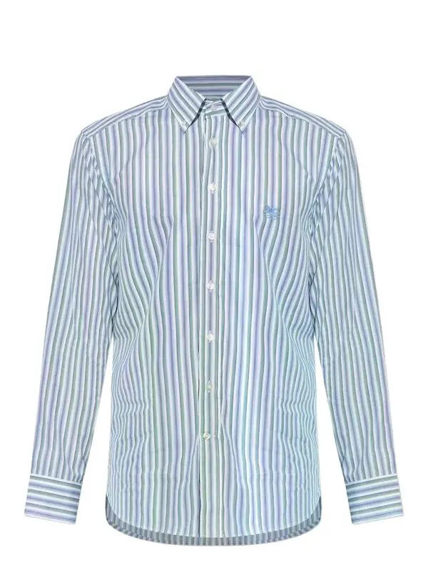 Etro Embroidered Striped Shirt - Blue
