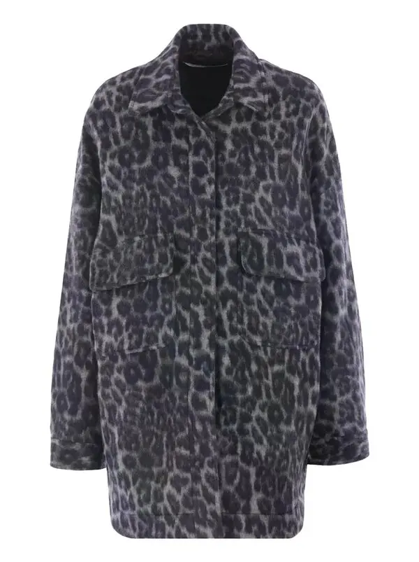 Federica Tosi Leopard-print Buttoned Coat - Grey