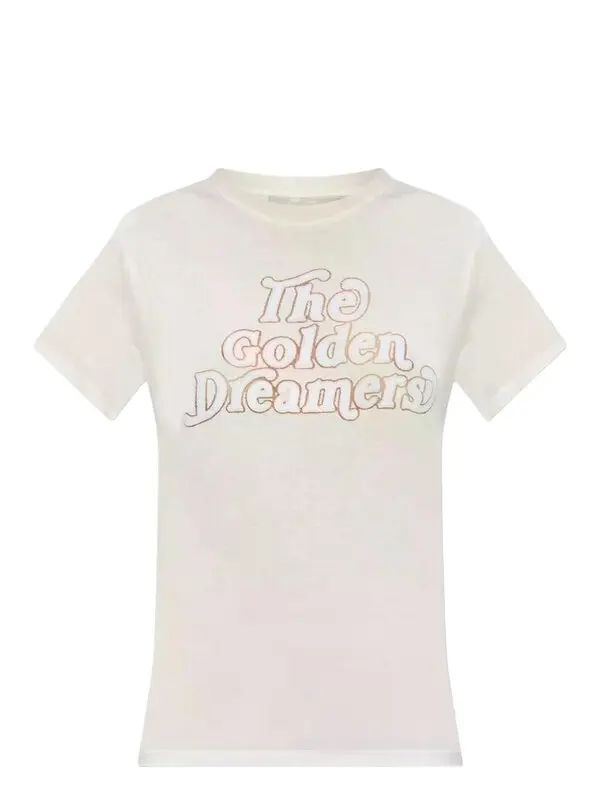 GOLDEN GOOSE Printed T-shirt With Star Embellishments - Neutrals