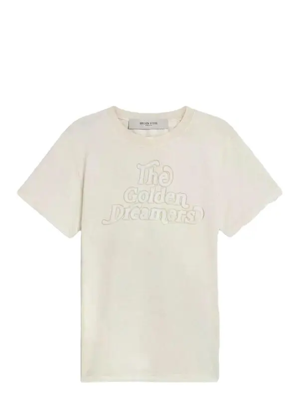 GOLDEN GOOSE Printed T-shirt With Star Embellishments - Neutrals