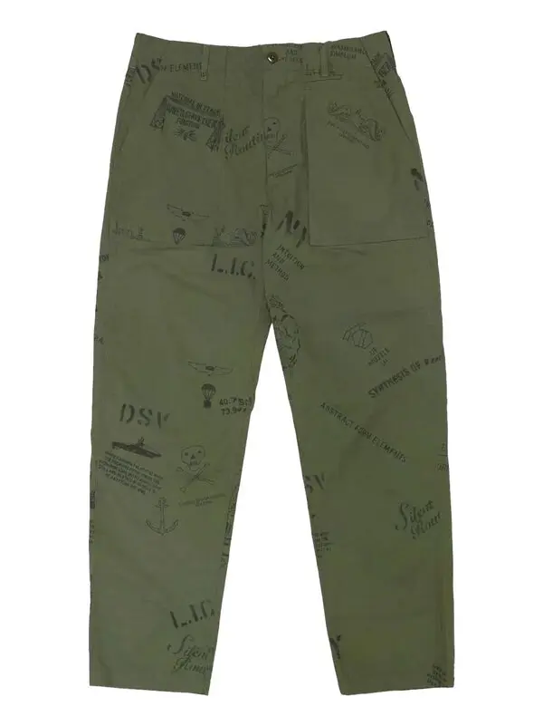 Engineered Garments Fatigue Graffiti-print Trousers - Green