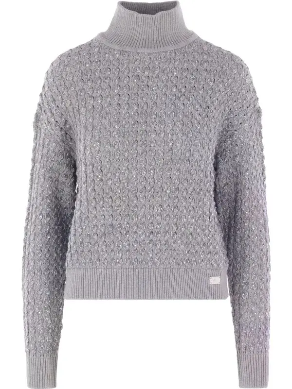 Elisabetta Franchi Sequin-embellished High-neck Sweater - Grey