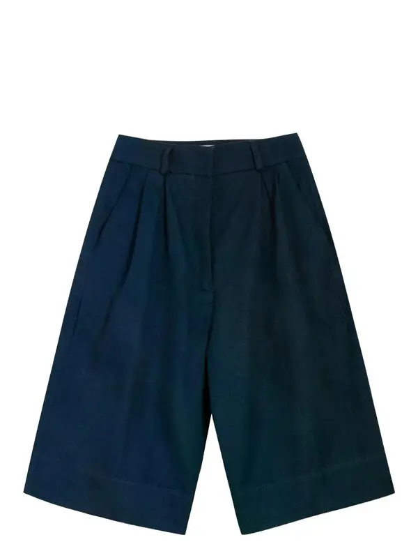 Isolda Cana-de-açúcar Pleated Cotton Shorts - Blue