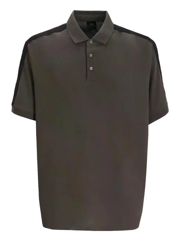 Armani Exchange Panelled Cotton Polo Shirt - Brown
