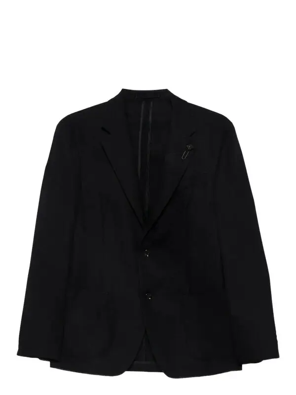LARDINI Patch-pocket Single-breasted Blazer - Blue