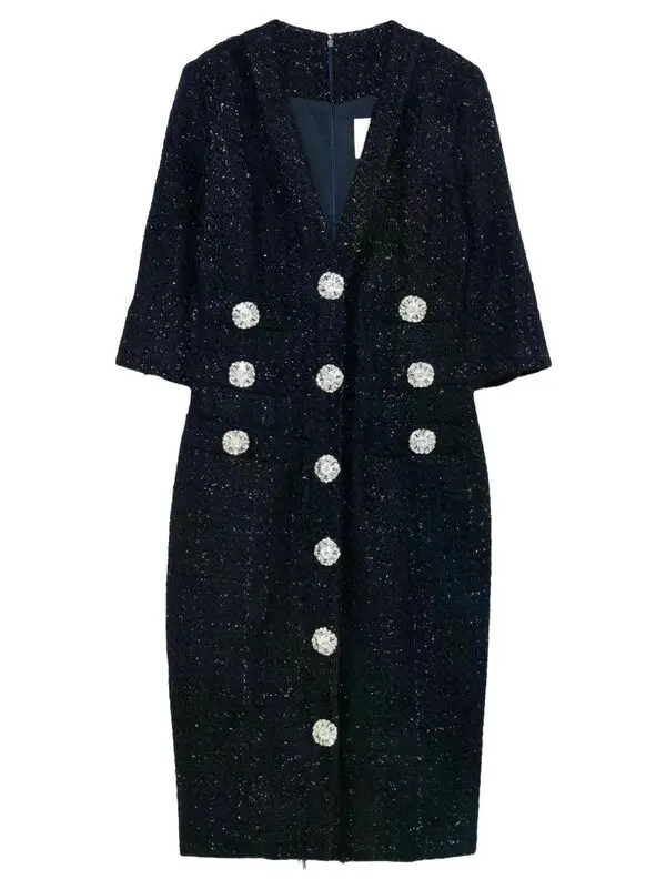 Costarellos Embellished Buttoned Dress - Blue
