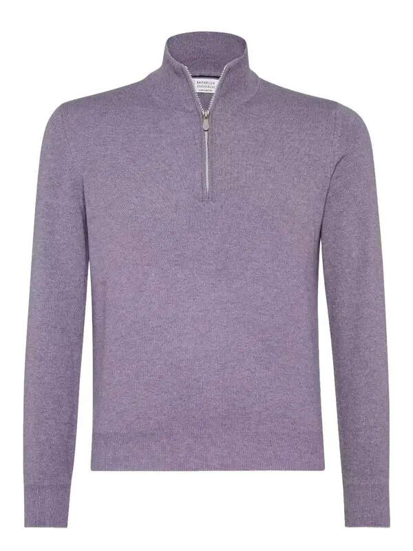 Brunello Cucinelli Half-zip Cashmere Sweater - Purple