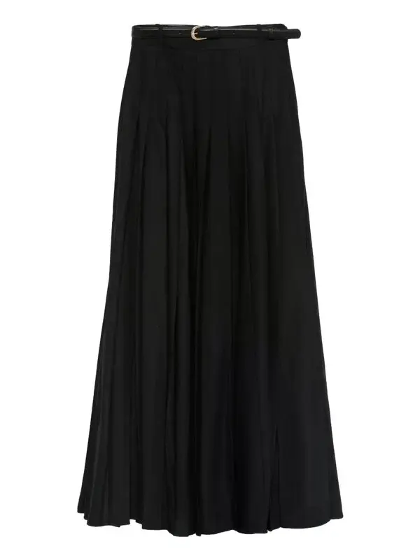 SELF-PORTRAIT Pleated Belted Skirt - Black