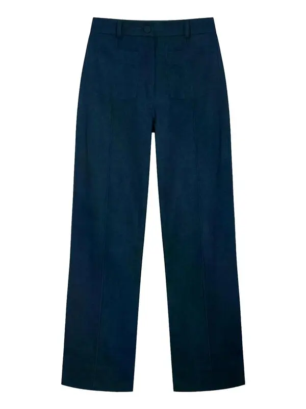 Isolda Pocket Detail Straight Trousers - Blue