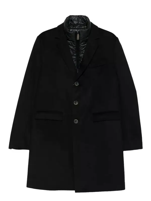 Herno Button Coat With Detachable Liner - Black