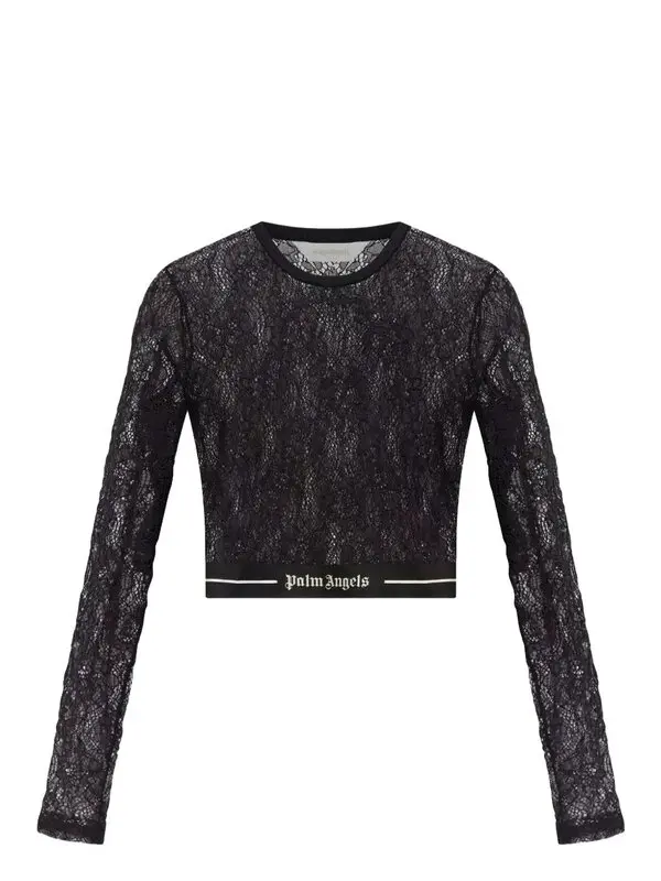 Palm Angels Lace Panel Long-sleeve Top - Black