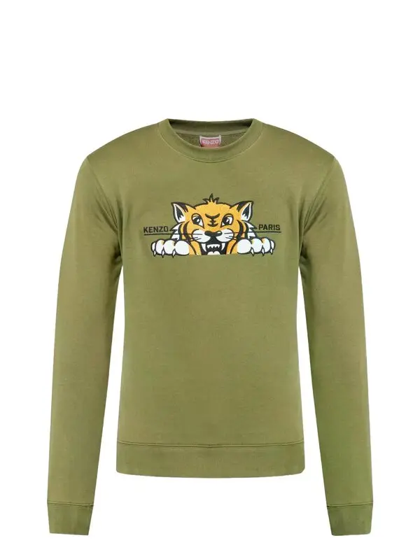 Kenzo Tiger-print Crew Neck Sweatshirt - Green