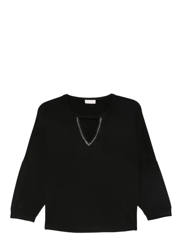 Liu Jo Embellished V-neck Blouse - Black