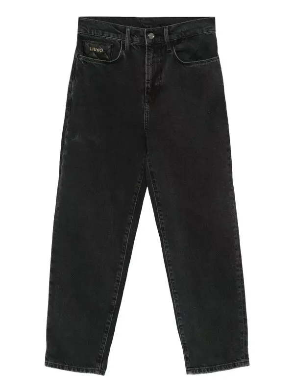 Liu Jo Straight-leg Jeans With Logo Plaque - Black