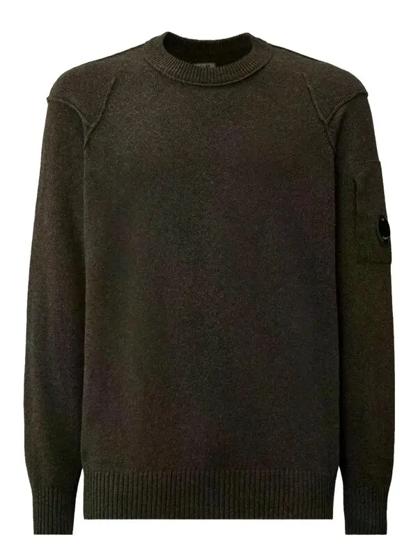C.P. COMPANY Lens-detail Crew-neck Sweater - Brown