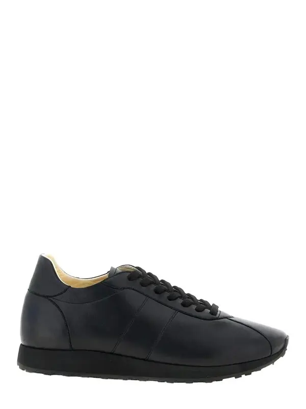 THE ROW Lace-up Leather Sneakers - Black