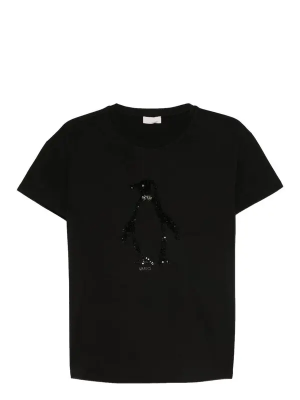 Liu Jo Sequin Penguin T-shirt - Black