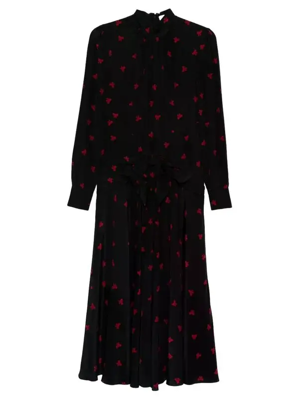 Alessandra Rich Bow-print Silk Dress - Black