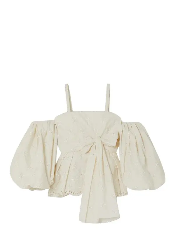 Erdem Maryam Convertible Broderie Anglaise Blouse - Ecru