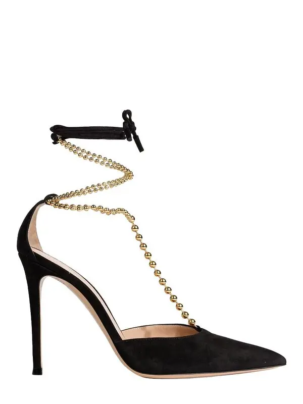 GIANVITO ROSSI Soleil D'orsay Bead-embellished Suede Pumps - Black