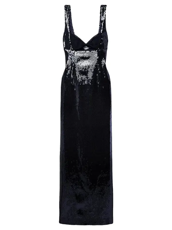 Galvan Liquid Twist-front Cutout Sequined Tulle Gown - Midnight Blue