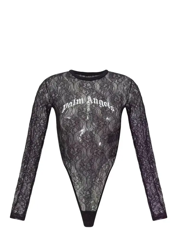Palm Angels Lace Logo Bodysuit - Black