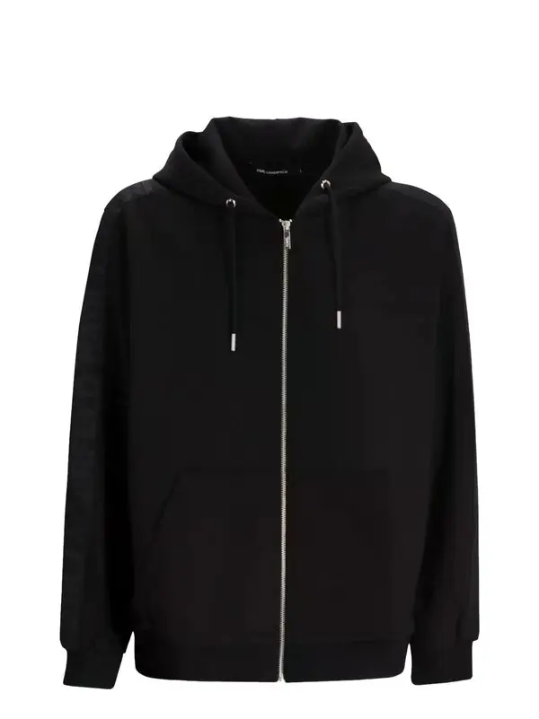Karl Lagerfeld Logo-sleeve Zip-up Hoodie - Black