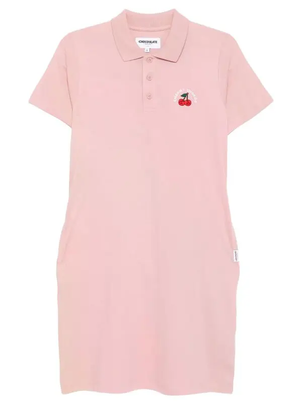 CHOCOOLATE Logo-embroidered Polo Dress - Pink