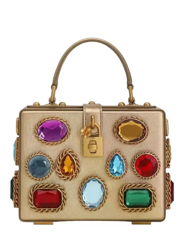 Dolce & Gabbana Jewel-embellished Box Tote - Gold