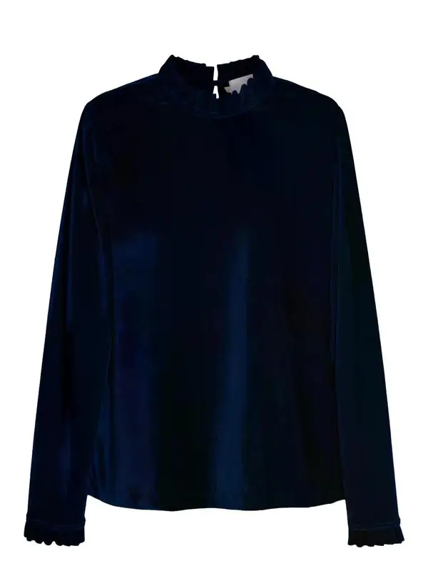 Isolda Maré Ruffled Velvet Top - Blue
