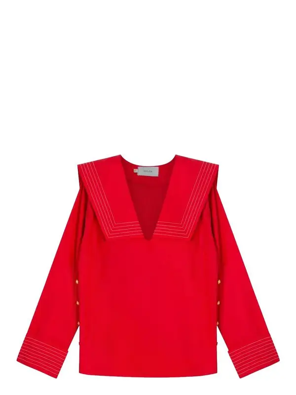 Isolda Marinheira Sailor-collar Blouse - Red