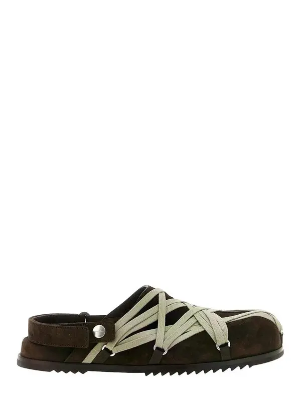 Rick Owens Megalace Lace-up Mules - Brown