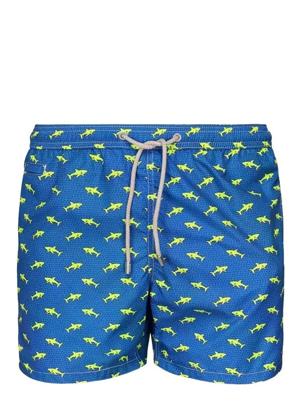 MC2 SAINT BARTH Shark-print Drawstring Swim Shorts - Blue