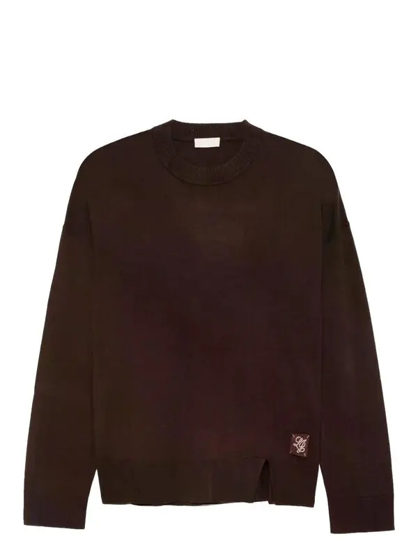 Liu Jo Logo-detail Hem-split Sweater - Brown